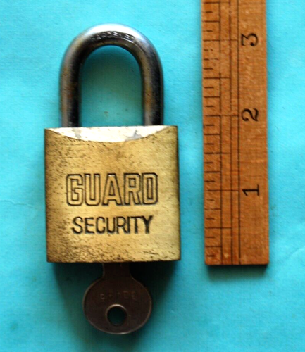 Vintage Guard Security Padlock US Brass Pad Lock w/working KEY Engraved ...