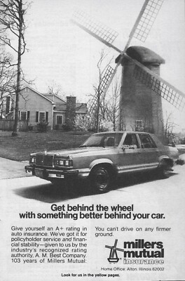 1981 PRINT AD ~ MILLERS MUTUAL INSURANCE AUTO CAR ALTON,ILLINOIS ...
