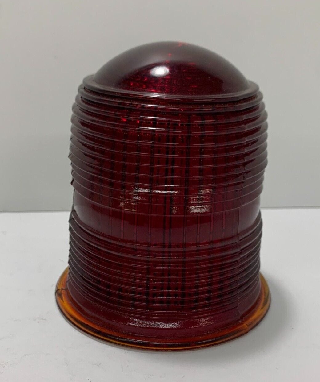 Vintage Red Glass Navigation Light Lens, airport, nautical 4 3/4" tall ...