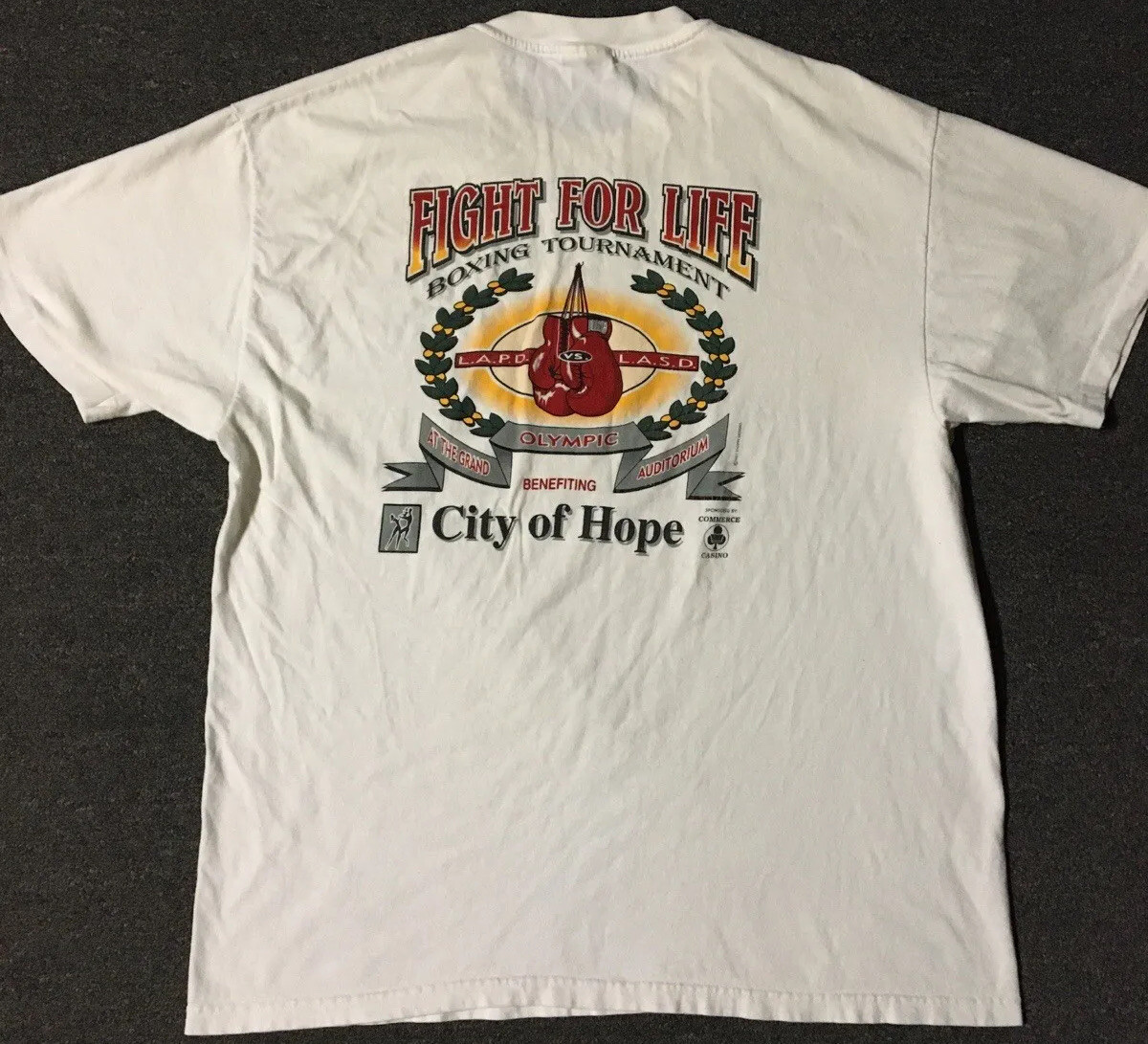 Vtg 90s Fight For Life LAPD VS LASD Boxing Faded Shirt XL Police Cop ...
