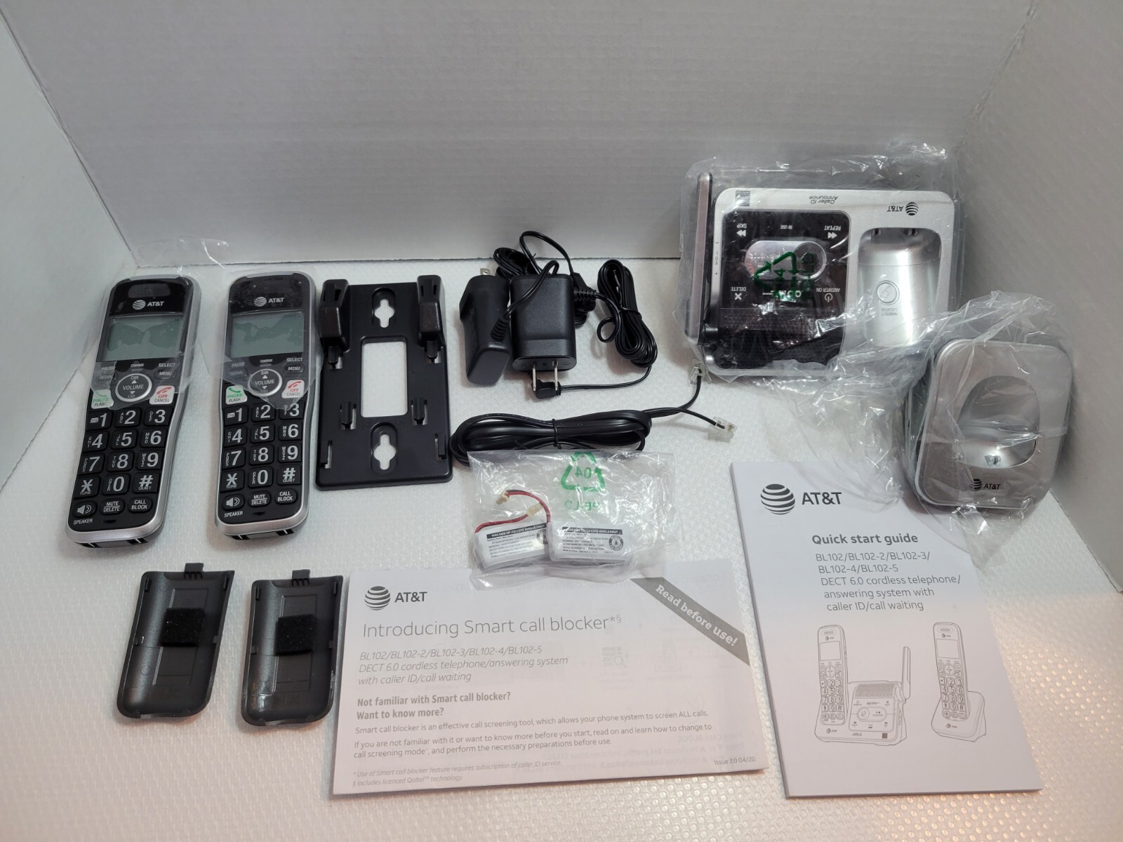 AT&T BL102-2 DECT 6.0 2-Handset Cordless Phone for Home with Answering ...