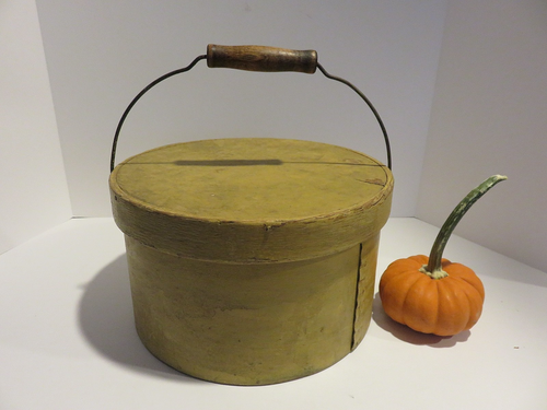 ANTIQUE 9 1/2" MAINE BALE HANDLE PANTRY BOX IN MUSTARD PAINT AAFA | eBay