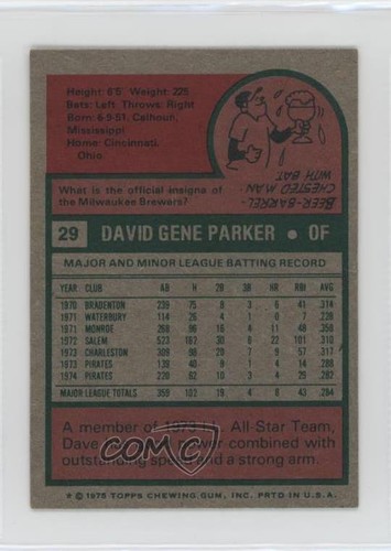 1975 Topps Mini Dave Parker #29 HOF | eBay