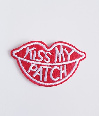 Iron-on Patch Embroidered Patch Words - Kiss My Patch - PW0026 | eBay UK