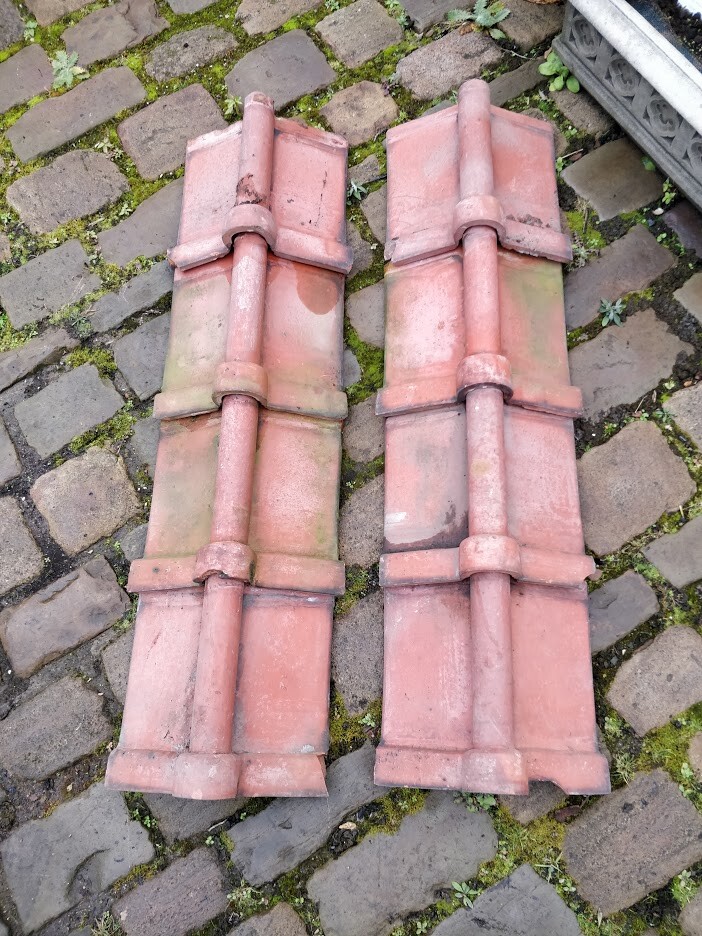 Joblot 8 Red Cap Angle Roll Top Ridge Tile 12" Clay Tile Ruabon 135 ...