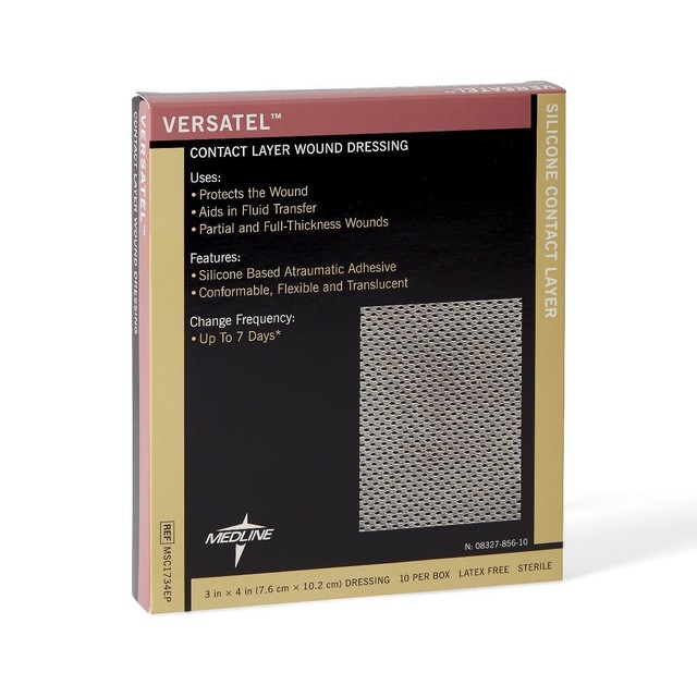 Medline Versatel Silicone Wound Contact Layer 3x4" Dressing 3 sheets ...