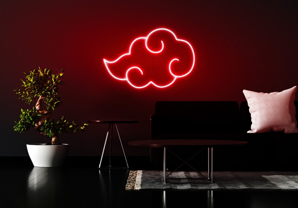 Akatsuki Led Neon Red Sign Naruto Decor, Anime Cloud Neon Sign Naruto ...