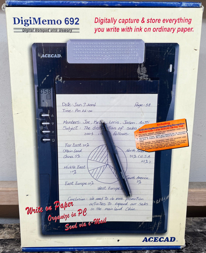 ACECAD DigiMemo 692 Digital Notepad W/ Memory Write On Paper Organize ...