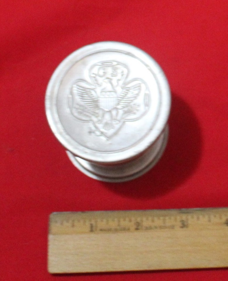 Vintage 1960' Collapsible Folding Girl Scout Cup Aluminum Embossed "G.S ...