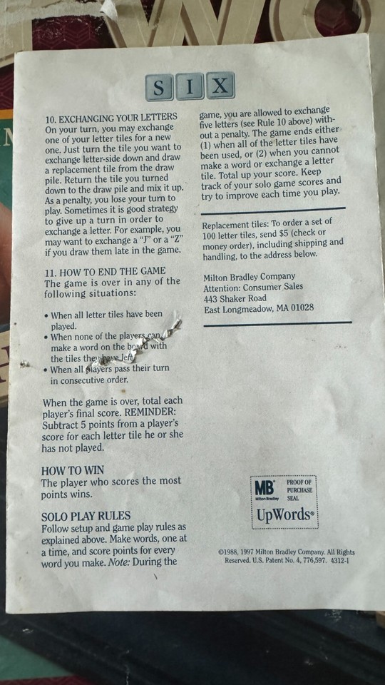 YOU PICK Replacement 1997 UpWords 4312 Off White Maroon Letter Blue ...