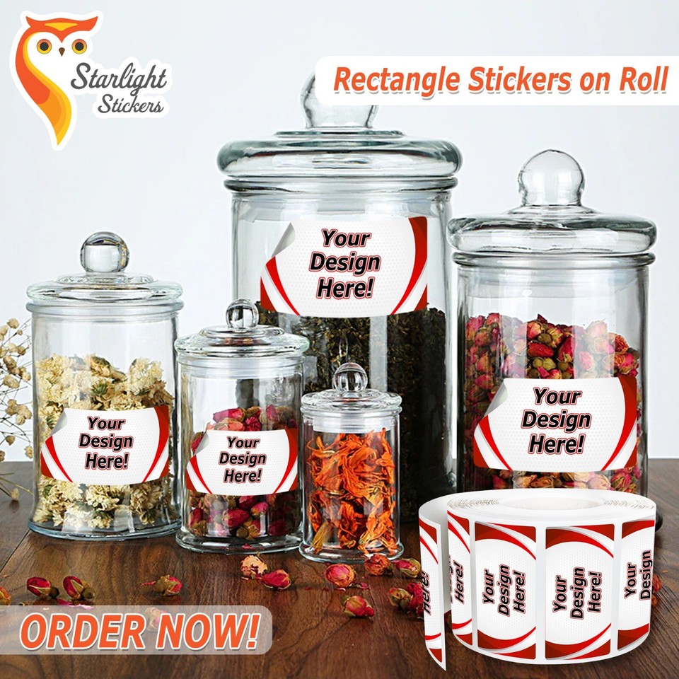 Custom Rectangle Labels and Stickers, On a Roll Custom Printed Label with Logo | eBay