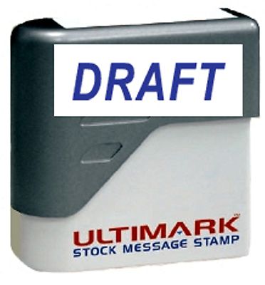 DRAFT stamp text on Ultimark Pre-inked Message Stamp with Blue Ink | eBay