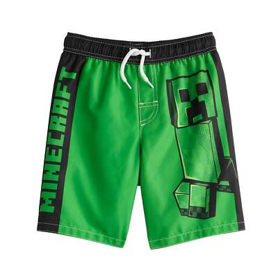 NWT Boys Minecraft Swim Trunks Shorts Swimsuit Creeper Zombies 4 4T ...