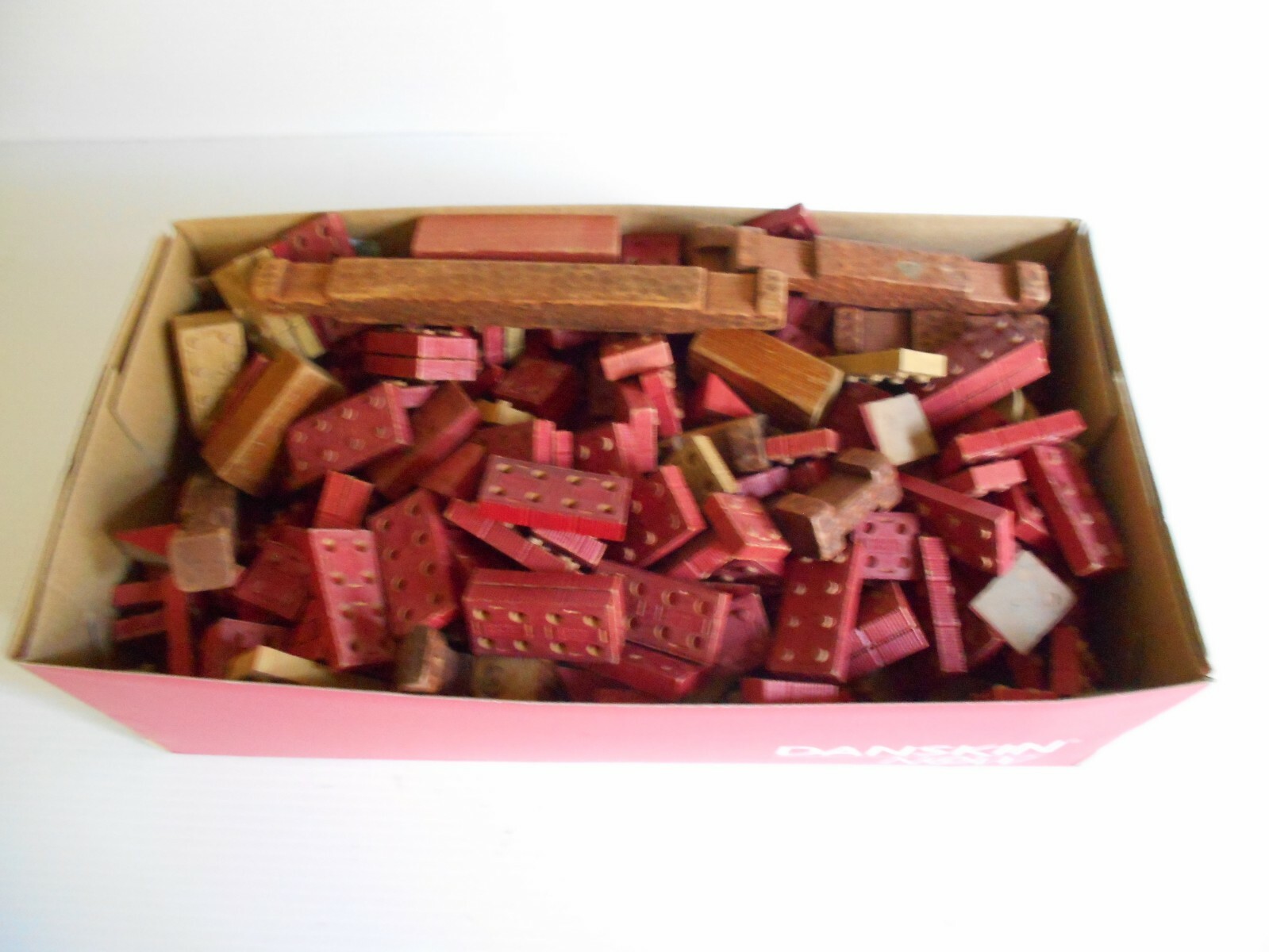 LOT OF 1950'S VINTAGE HALSAM AMERICAN WOOD INTERCONNECTING RED TOY ...