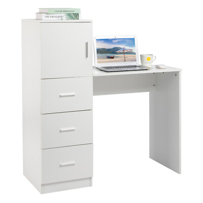 White embossed chipboard computer desk with 2 power sockets | eBay