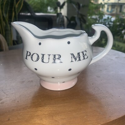 Anthropologie Ellen Studio Pour Me White Dot Creamer Pitcher | eBay