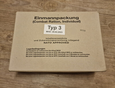 ORIG. BUNDESWEHR EPA TYP 3 MHD 28.02.2023 EINMANNPACKUNG MRE CAMPING ...