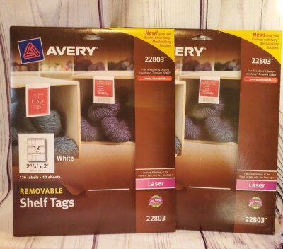 2PK Avery Removable Shelf Tags for Laser Printers 2.25" Pack of 120 ...