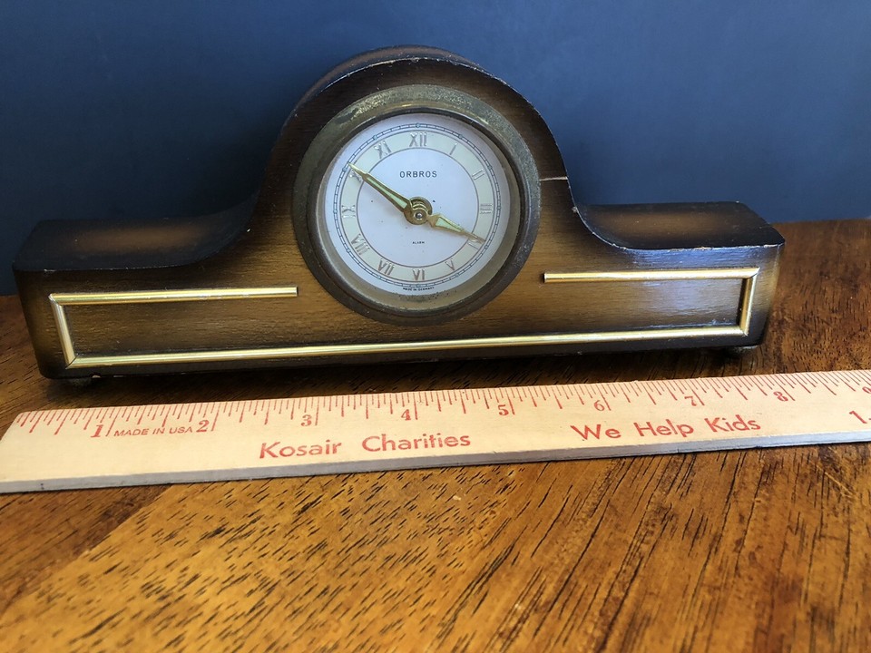 Vtg RARE Orbros Mantel Clock Working Alarm Wind Up Made in Germany 8 ...