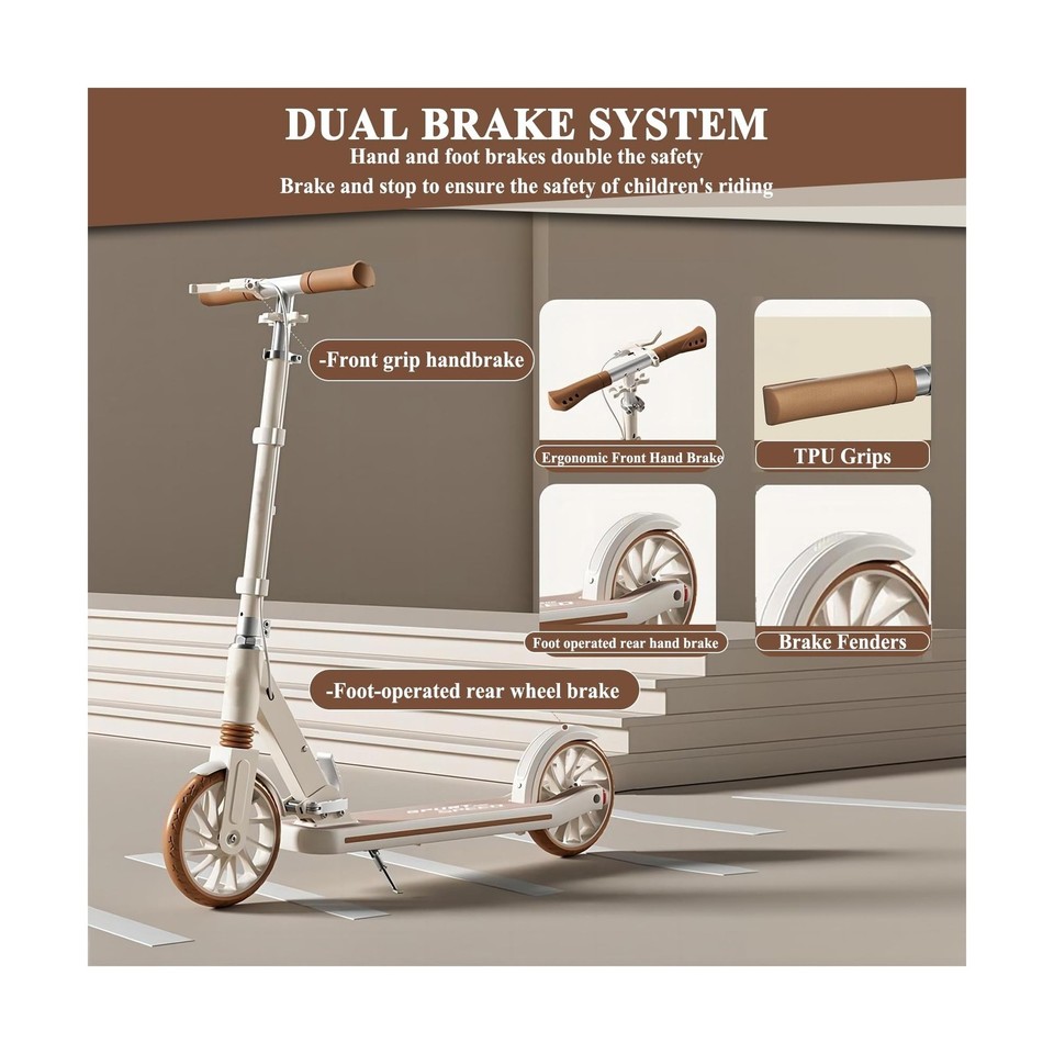 Commuter Adult Scooter 330 lbs Capacity, 8IN Solid Tires Big Wheels ...