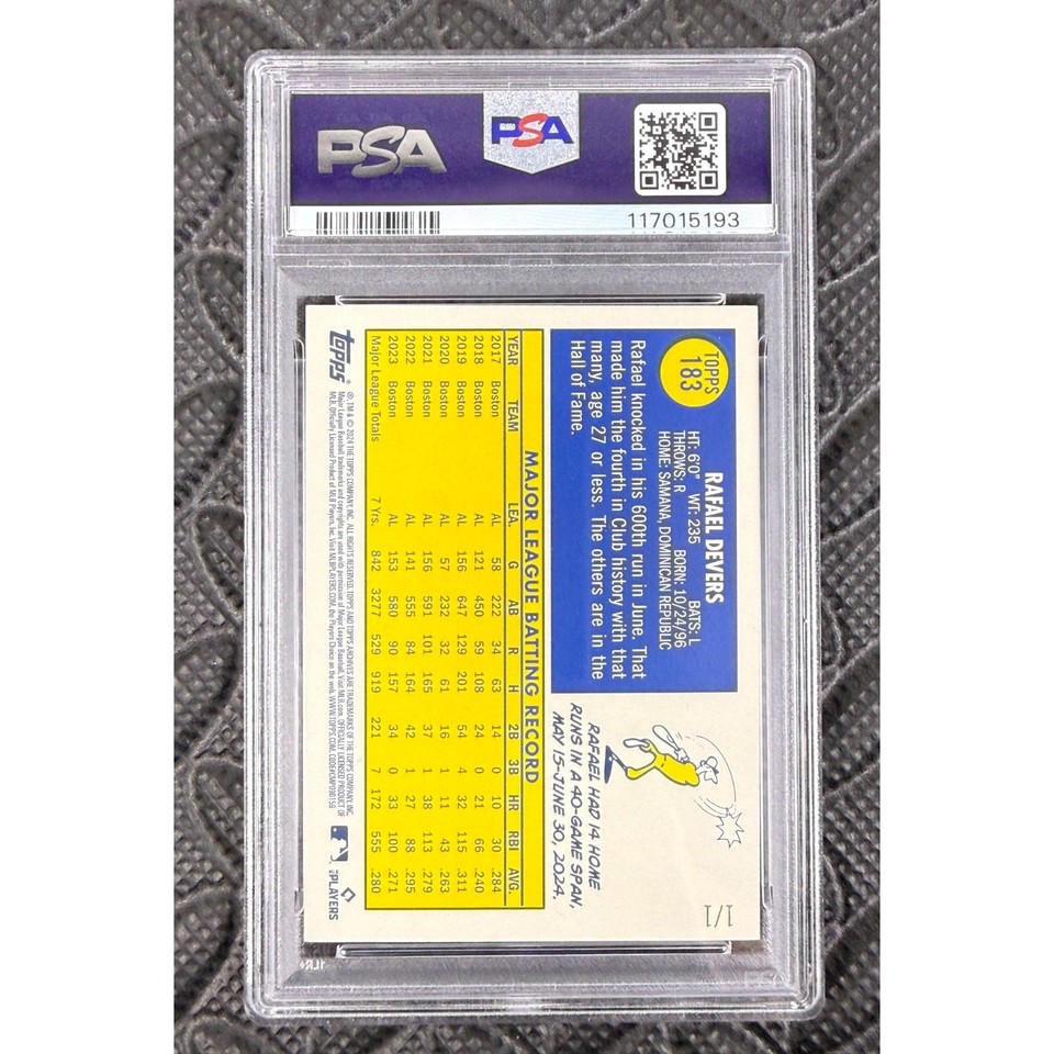 2024 Topps Archives Rafael Devers Foilfractor 1/1 PSA 10 Gem Mint #183 ...