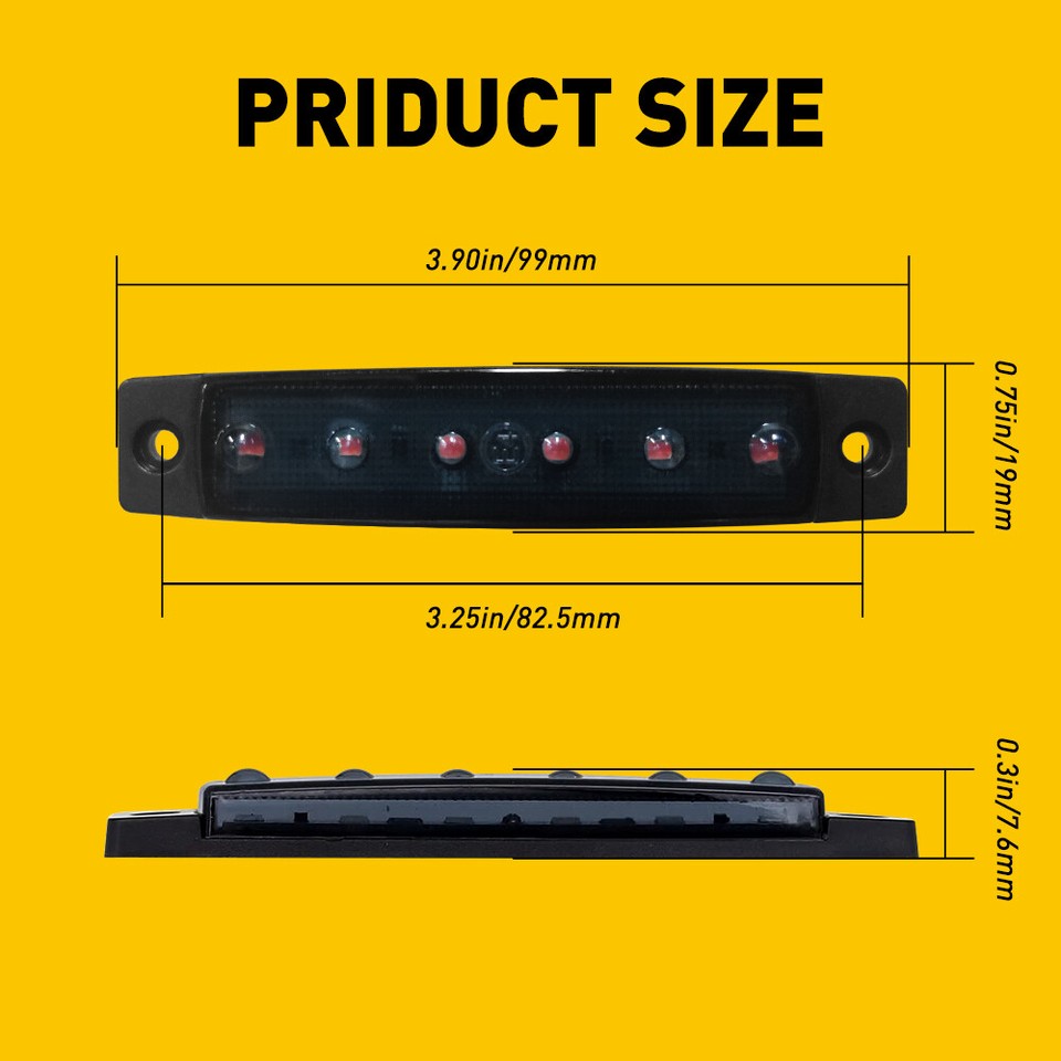 Amber/Red Smoked Strip LED Running Light For Trailer Signal light ...