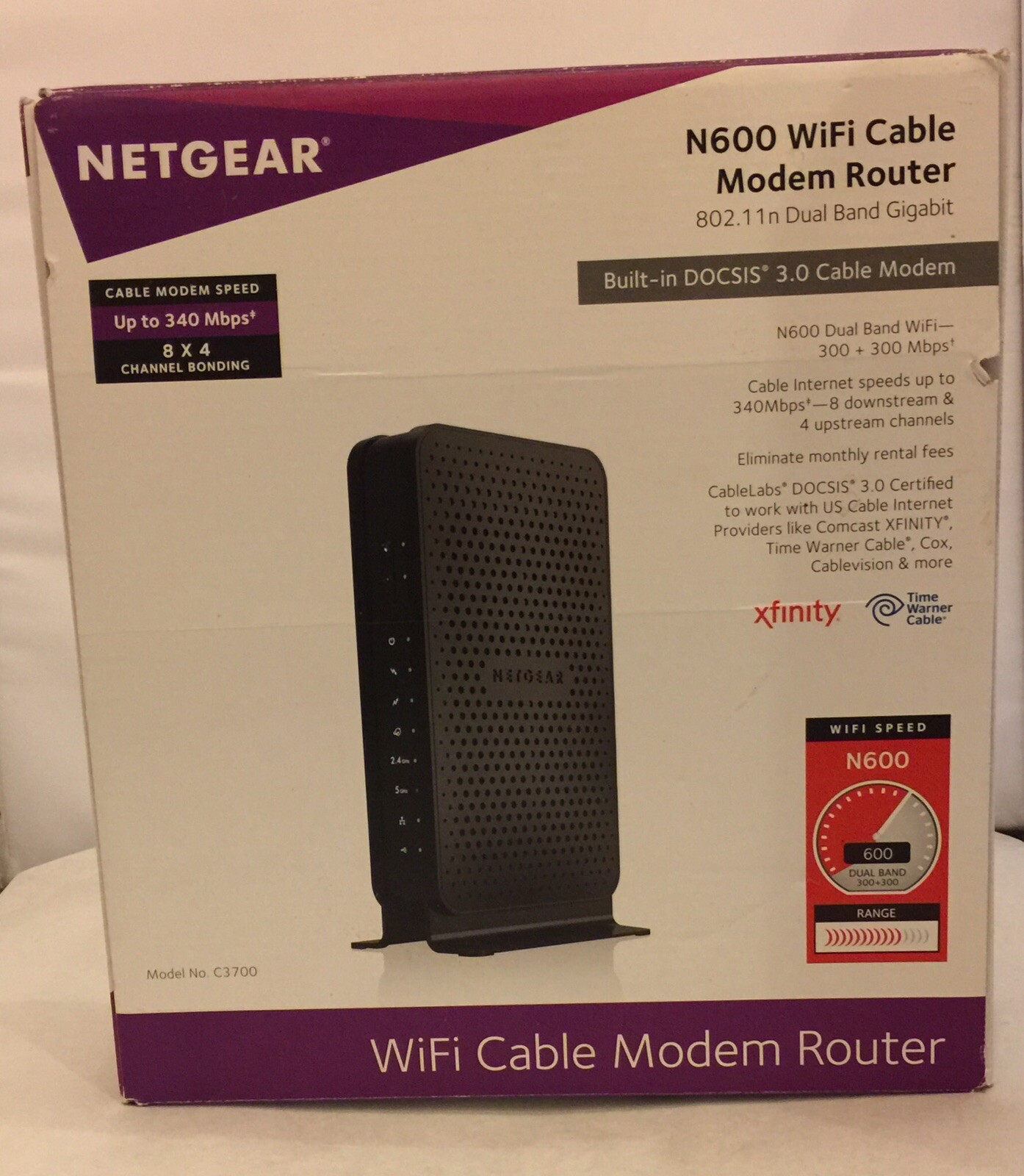 Netgear N600 Wifi Cable Modem Router Model No. C3700 Used In Box! | eBay