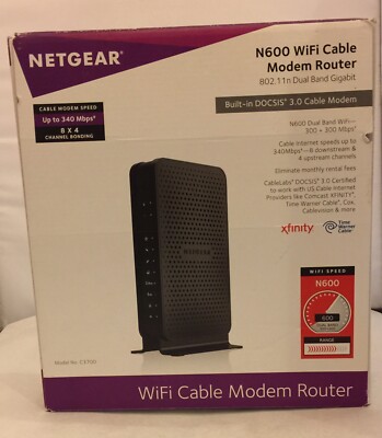 Netgear N600 Wifi Cable Modem Router Model No. C3700 Used In Box! | eBay