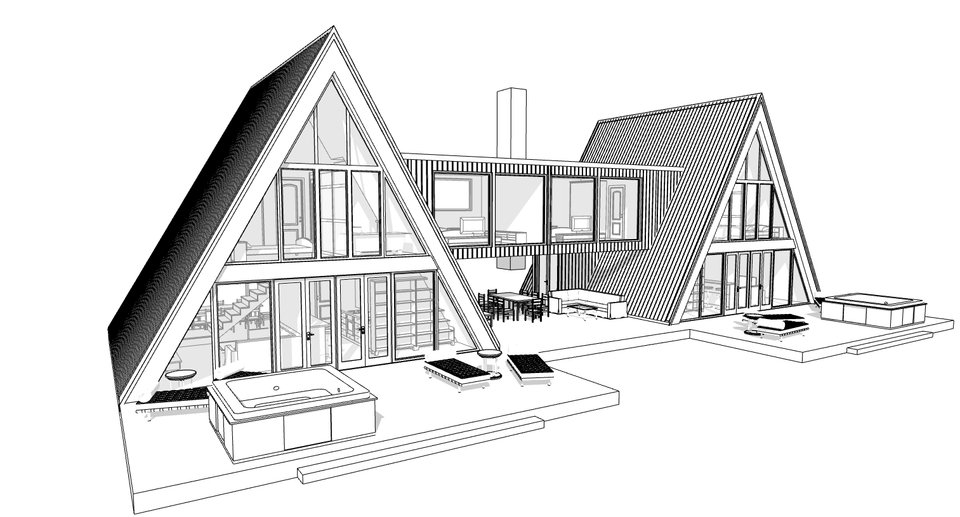 86’x45’ 6 Beds, 4 Baths Double A-Frame House Architecture Plans PDF ...