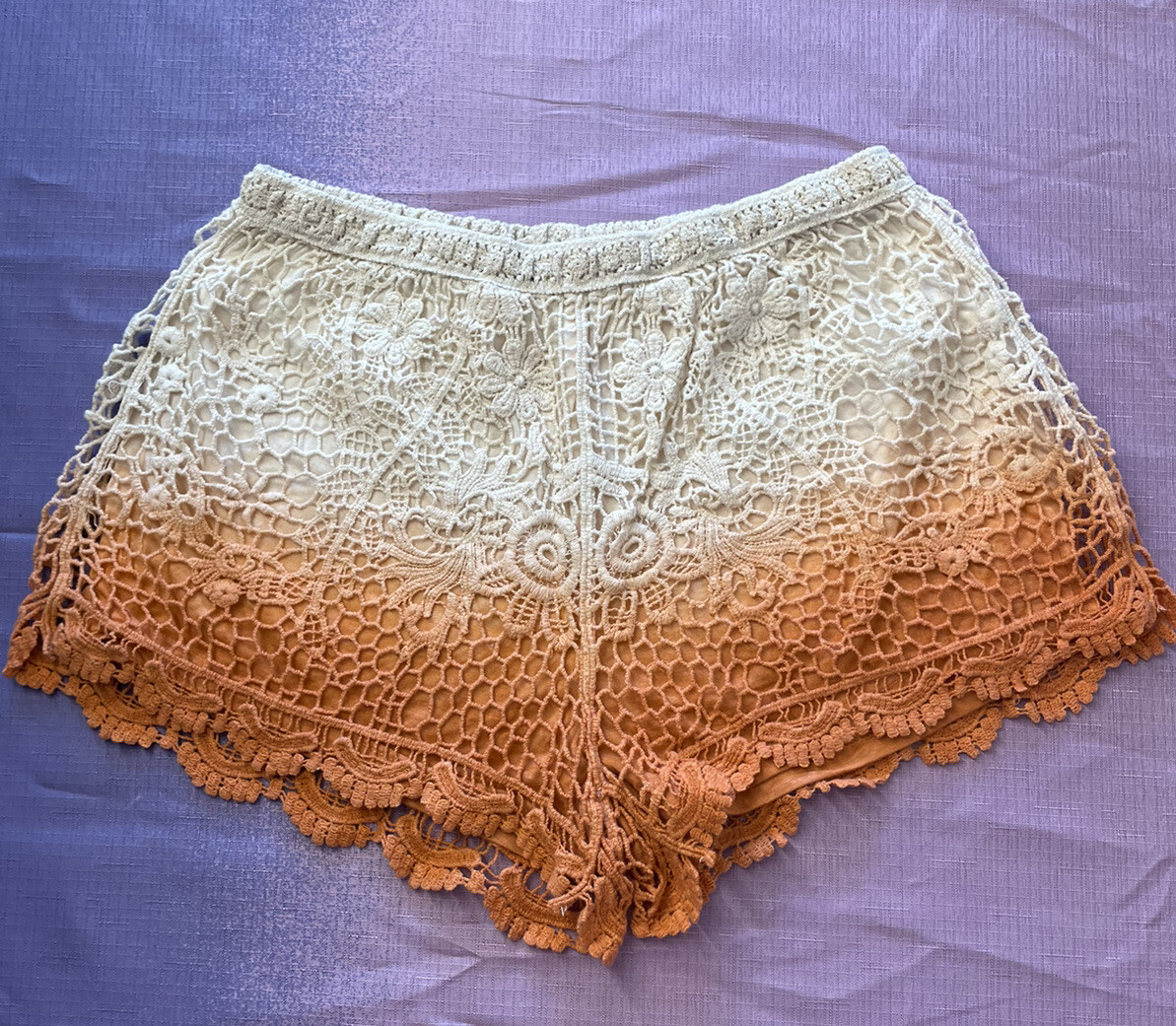 Ya Los Angeles Womens Lace Peach Ombré Shorts Size Small Short Shorts ...