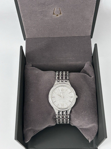 Bulova Phantom Women Watch Stainless Steel Pave Swarovski Crystal Model ...