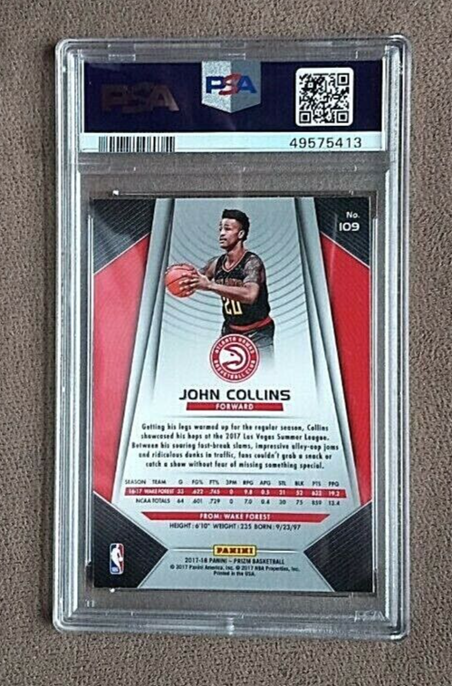 2017-18 Panini Prizm John Collins RC Rookie Card #109 ~ PSA Graded 9 ...