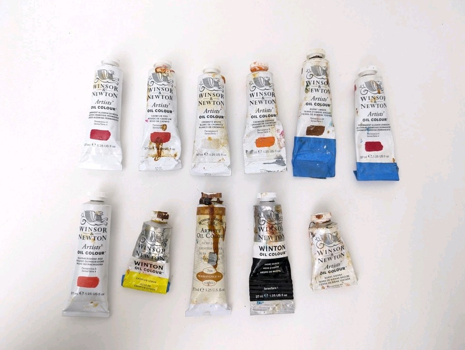 Large Lot Of Oil Paint Lukas Windsor Newton Grumbacher Tubes Used See ...