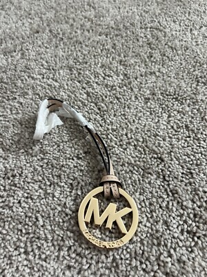 Michael Kors Keychain Handbag Charm MK Gold Tone Logo Circular Metal A1 ...