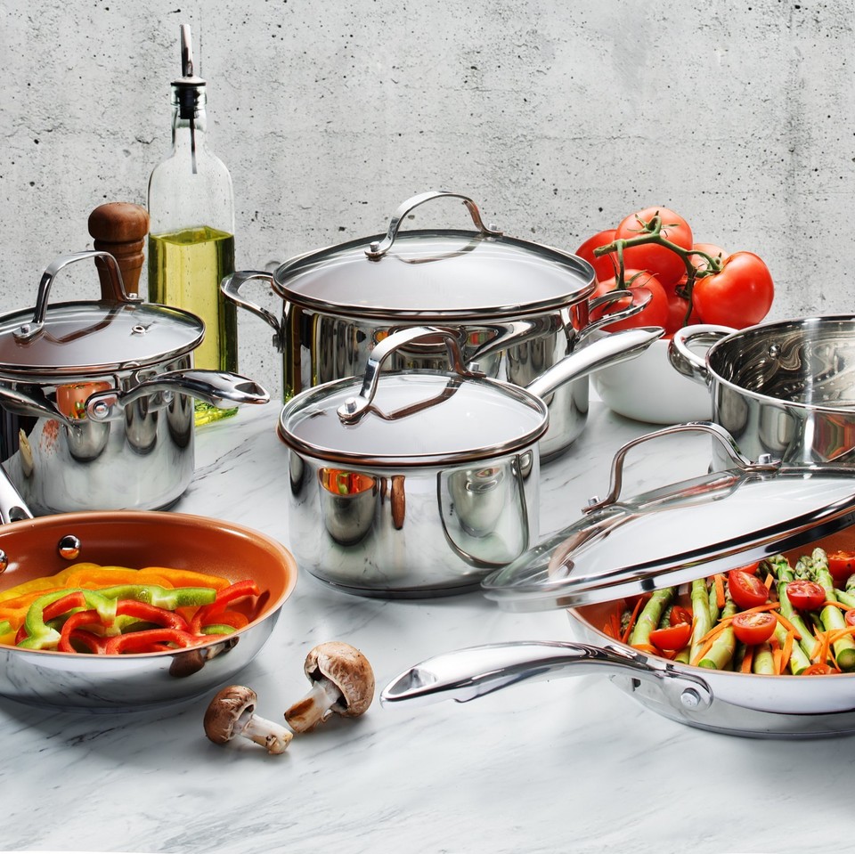 Gotham Steel Professional Chef Stainless Steel Nonstick 10-Piece ...