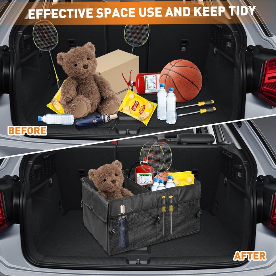 Car Boot Organiser Portable Foldable Heavy Duty Large Car Boot Tidy ...
