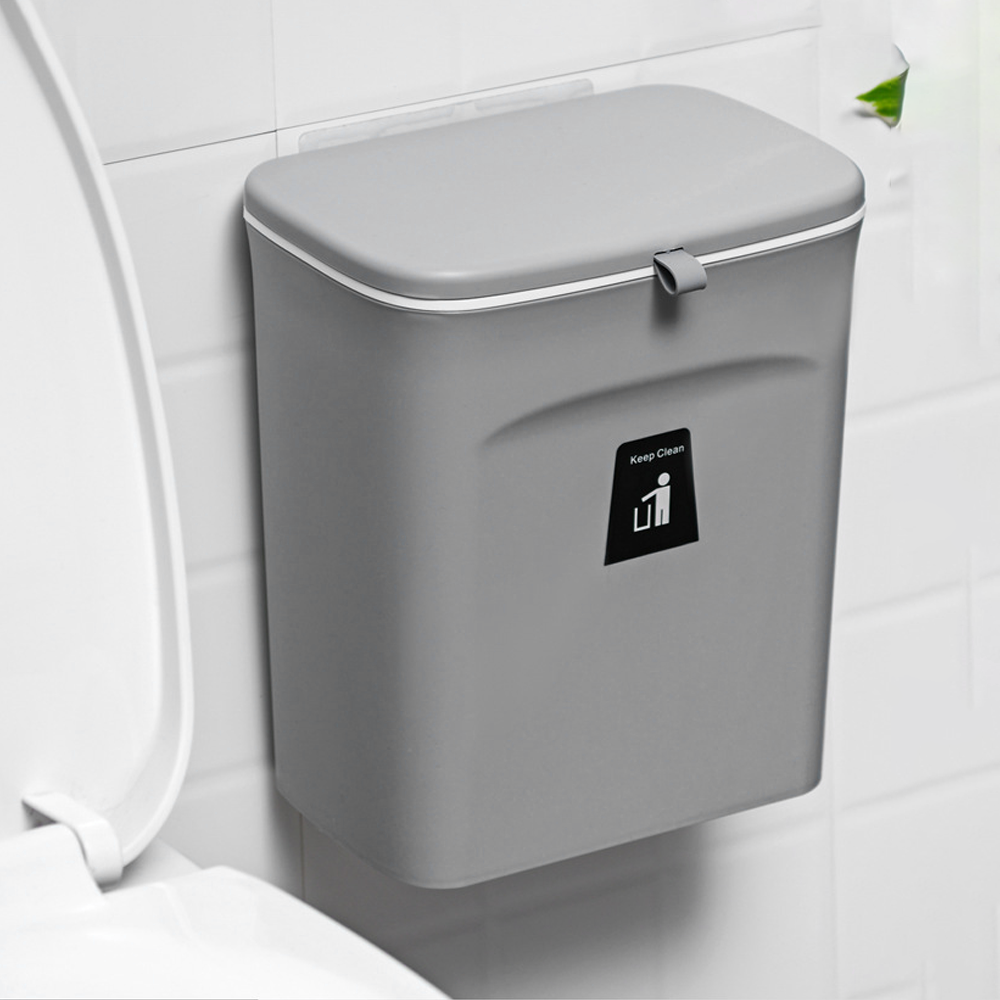 9L WALL MOUNT WASTE BIN KITCHEN CABINET DOOR CUPBOARD HANGING TRASH CAN ...