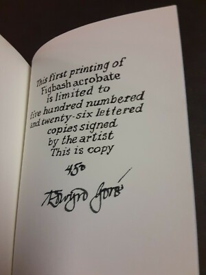 Edward Gorey / Figbash Acrobate Limited Signed 1st Edition 1994 | eBay