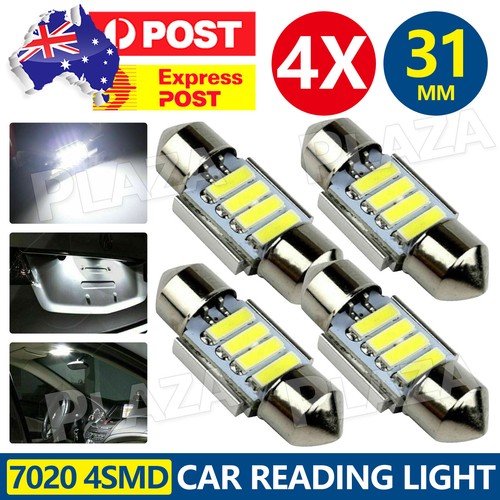 4pcs 31MM FESTOON 7020 4SMD LED INTERIOR DOME MAP LIGHT BULB GLOBE 12V ...