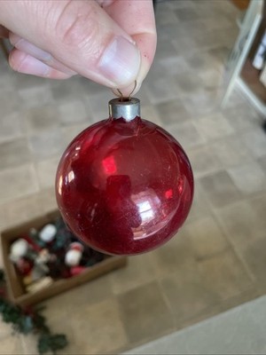 Vintage Madell Red with GLASS ROUND BALL 2.5” ORNAMENT Christmas | eBay