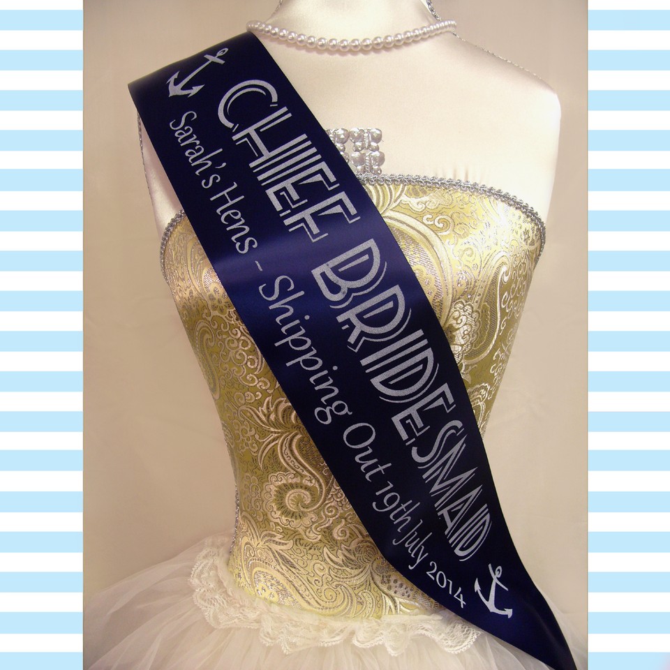 SEXY SAILOR HEN NIGHT SASH / HATS Personalised Hen Party Fancy Dress ...