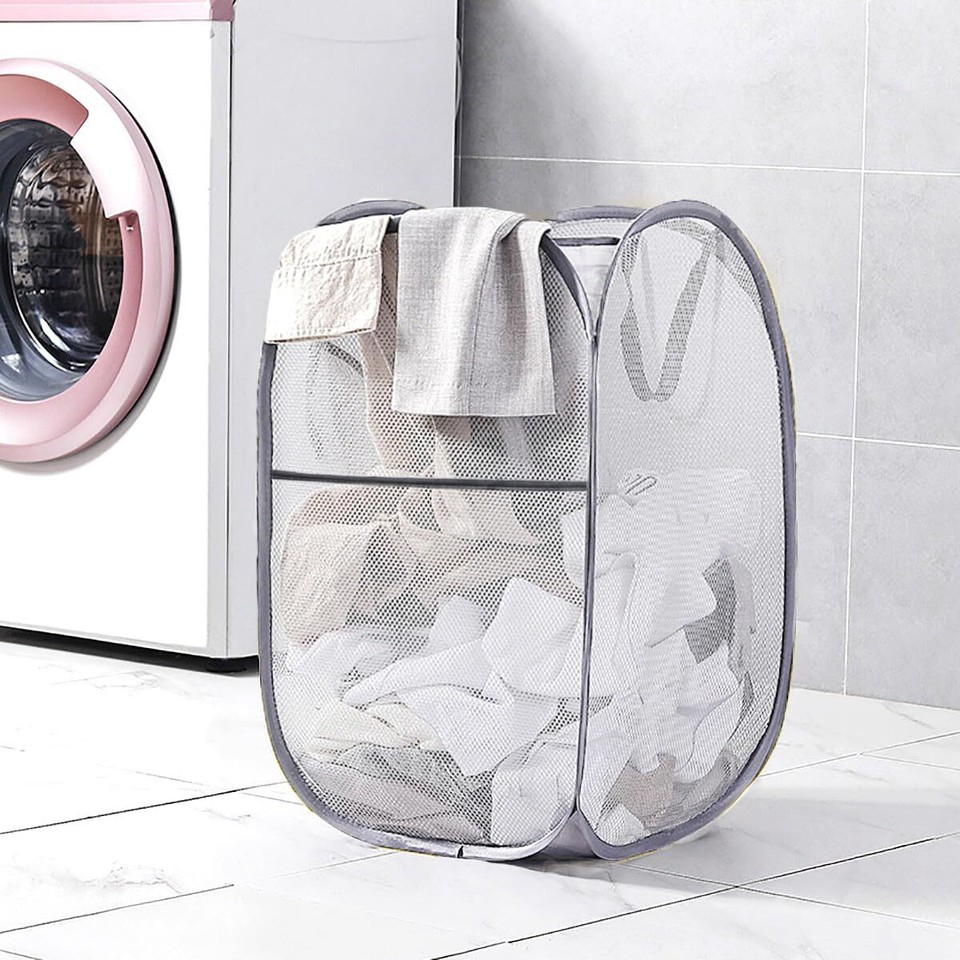 2 Pack Popup Mesh Laundry Baskets Collapsible And Portable Clothes ...