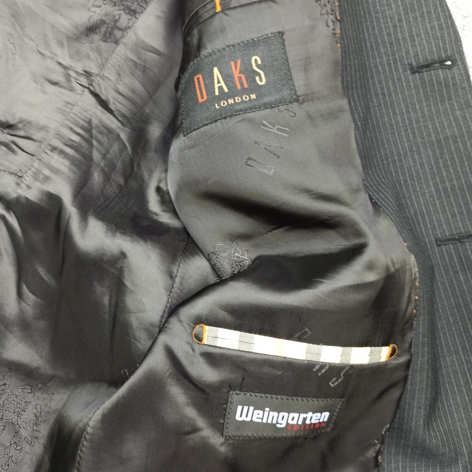 DAKS London Mens Suit Jacket EU 54 UK 44R PTP 23" Grey Pinstriped ...