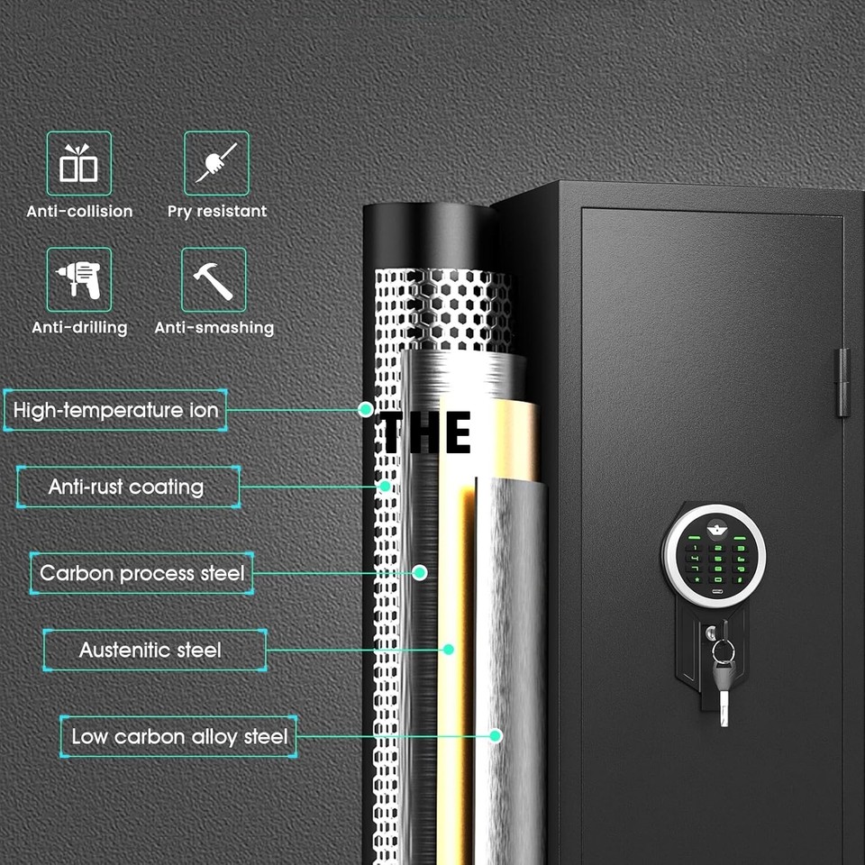 2 Rifle Gun Safe for Rifles and Pistols, with Removable Shelves ...