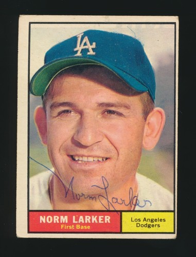 1961 Topps Baseball -#130 NORM LARKER (Los Angeles Dodgers ...