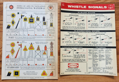 Boating Whistle Signals & Sign Chart by Texaco Gas | eBay