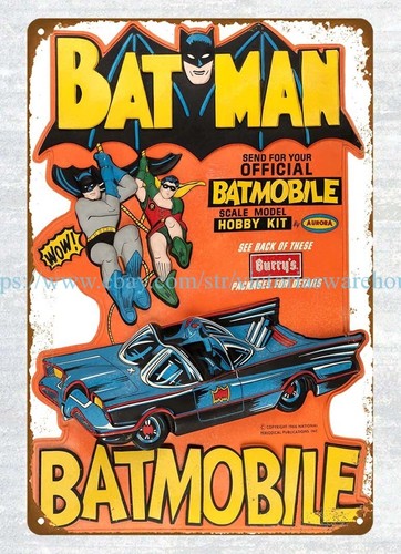1966 toy BATMOBILE batman metal tin sign bedroom auto garage decoration ...
