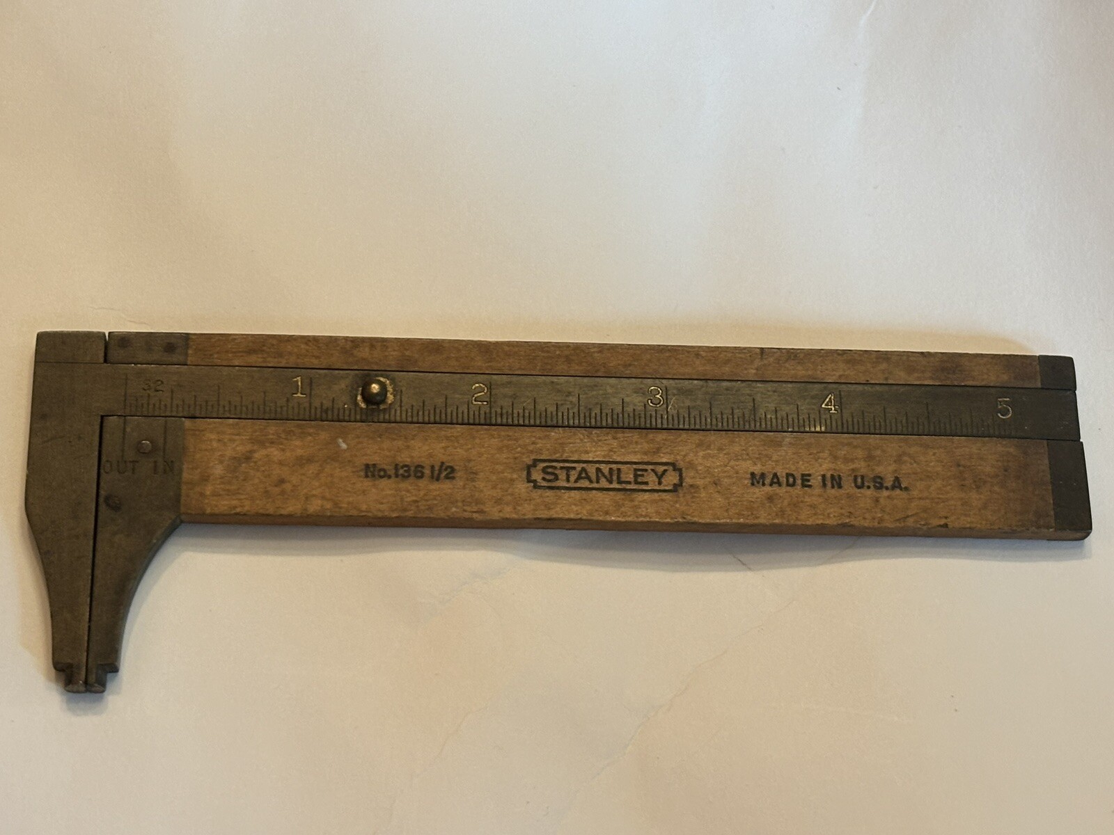 Vintage Stanley NO.136 1/2 Boxwood &Brass 5” Ruler & Sliding Caliper | eBay