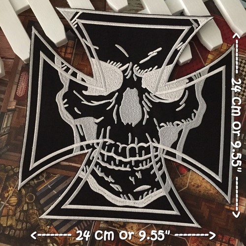 Devil Face Chopper Biker Motorcycle Iron on Embroidered Large Back ...