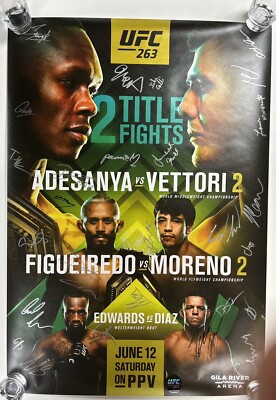 *RARE GRAIL* UFC 263 Signed Event Poster SBC Adesanya vs. Vettori 2 ...
